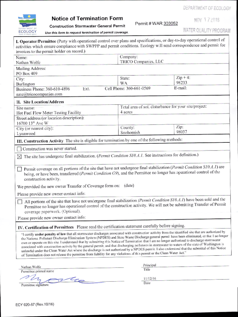 Fillable Online Notice of Termination Form: Non-Solar Projects - CT.gov ...