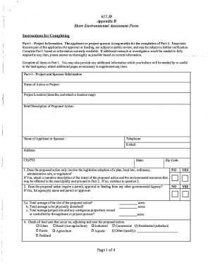 Fillable Online 617.20 Appendix B Short Environmental Assessment Form ...