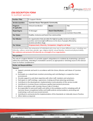 Fillable Online JOB DESCRIPTION FORMCLINICAL COORDINATOR Fax Email ...