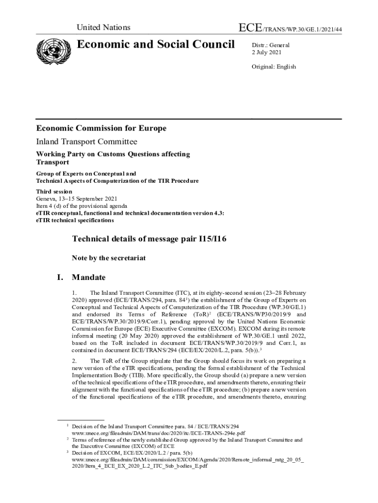 Fillable Online eTIR conceptual, functional and technical documentation version 4 Fax Email ...