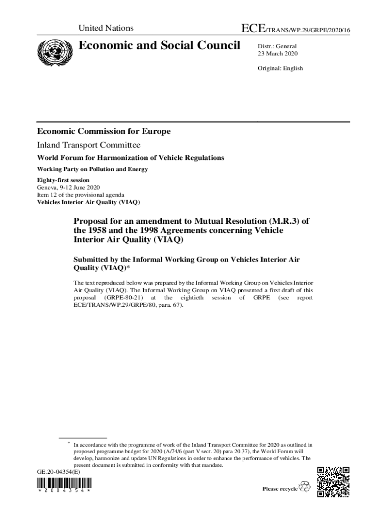 Fillable Online Commission conomique pour l'Europe - UNECE Fax Email Print - pdfFiller