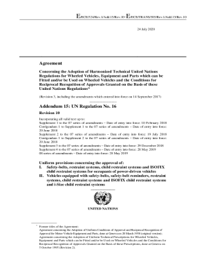 Fillable Online Agreement Addendum 15: UN Regulation No. 16 - UNECE Fax Email Print - pdfFiller