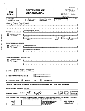 Fillable Online FEC FORM 1 STATEMENT OF ORGANIZATION RECEIVED i m m z i ...