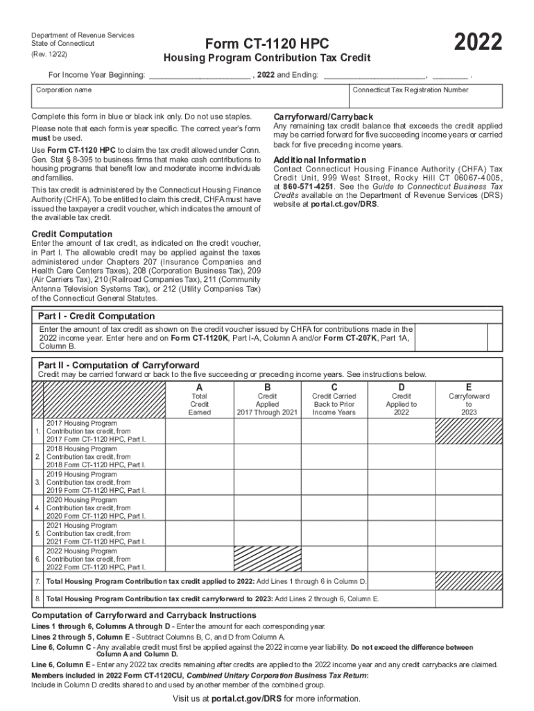 Fillable Online Form CT-1120 HPC - CT.gov Fax Email Print - pdfFiller