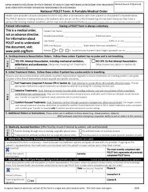 Fillable Online National POLST Form: Portable Medical Order Fax Email ...