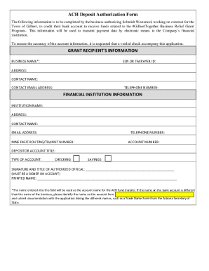 Fillable Online ACH Deposit Authorization Form - GilbertAZ.gov Fax Email Print - pdfFiller