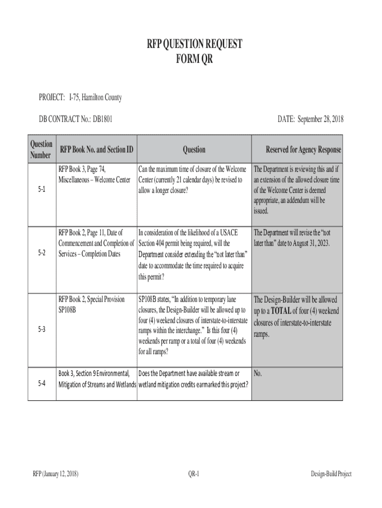 Fillable Online design-build rfp contract book 1 instructions to ...
