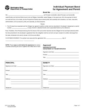 Fillable Online wsdot wa DOT Form 224-046 Individual Payment Bond for ...