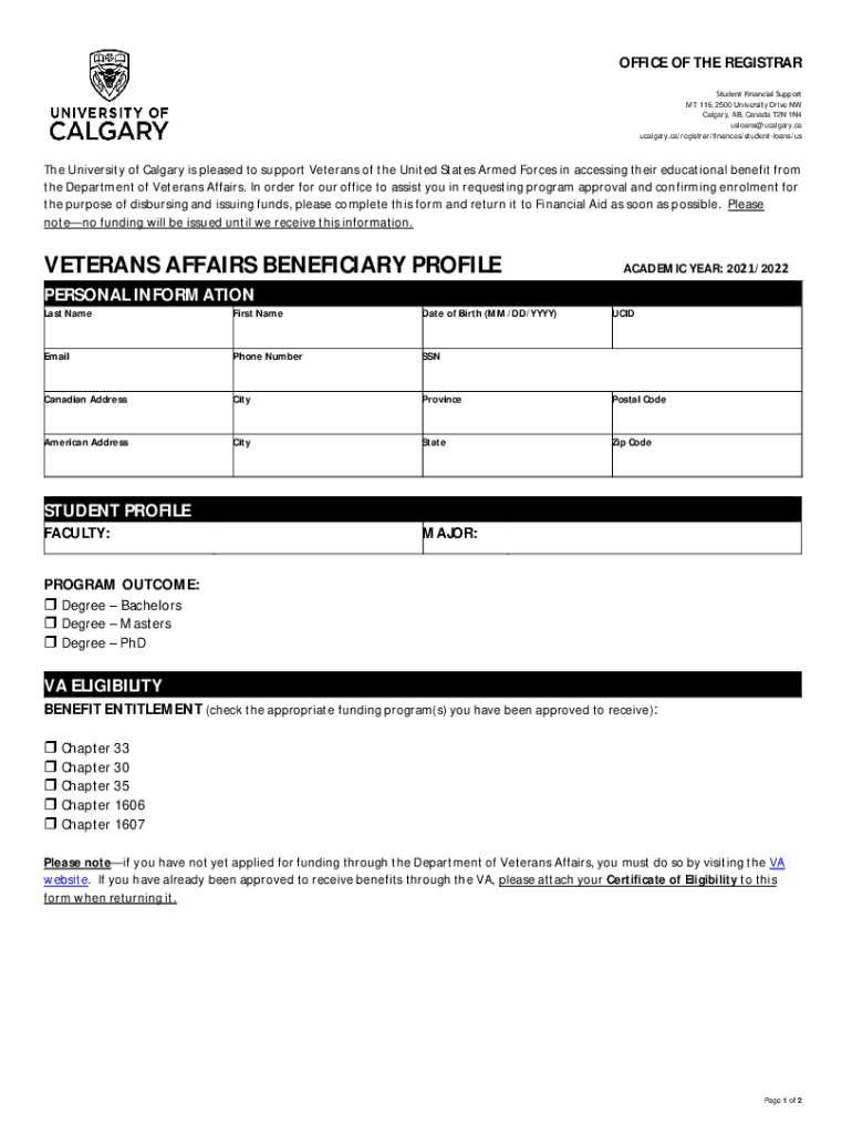 Fillable Online VETERANS AFFAIRS BENEFICIARY PROFILE Fax Email Print ...