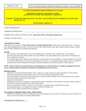 Fillable Online GROUP EXERCISE WAIVER AND RELEASE FORM I Fax Email ...
