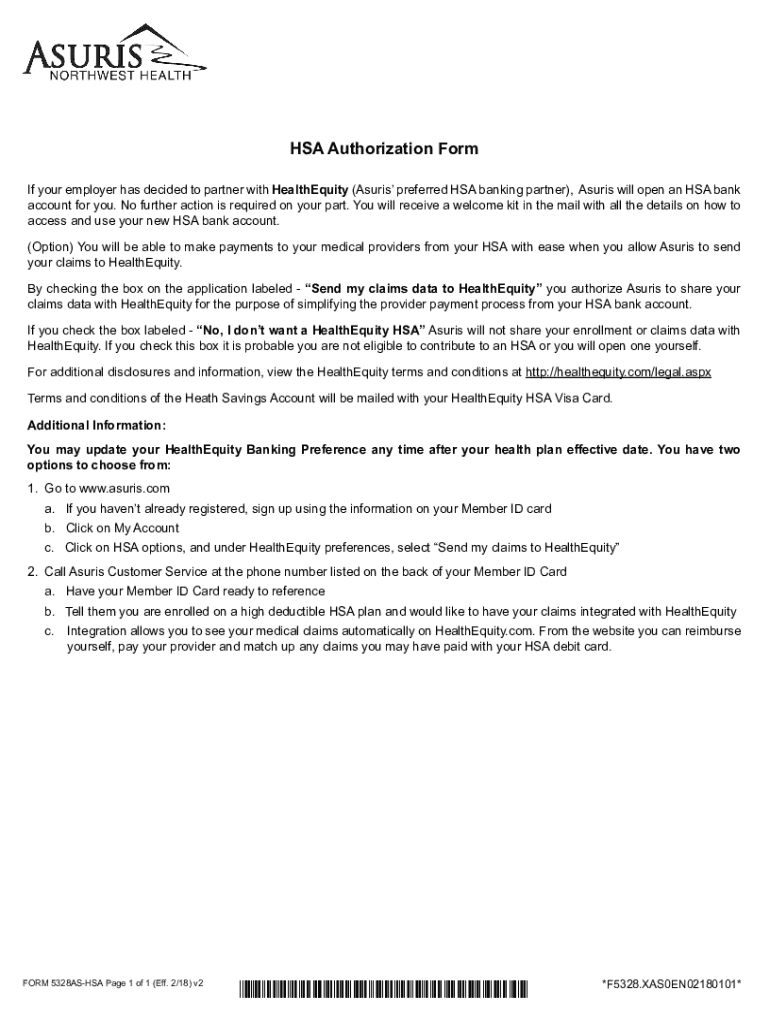 Fillable Online HSA Authorization Form - Bynder Fax Email Print - pdfFiller