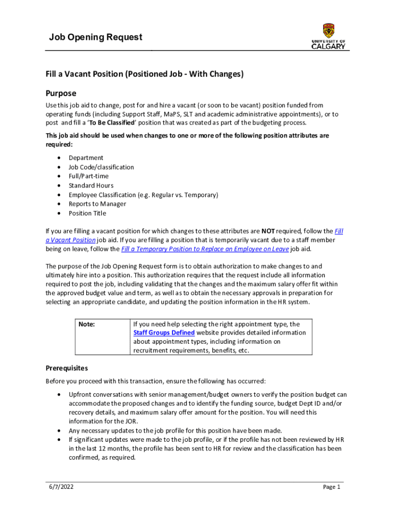 Fillable Online Initiate Job Opening Request Form Fax Email Print ...