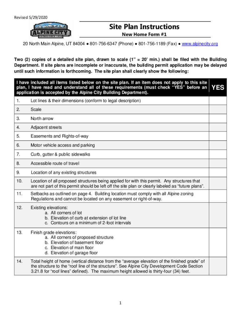Fillable Online Form #1 - Site Plan Instructions for New Home.docx Fax ...