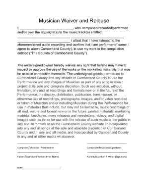 Fillable Online MUSIC RELEASE FORM I - FSU Student Union Fax Email ...