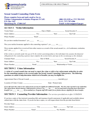 Fillable Online Sexual Assault Counseling Claim Form Fax Email Print ...