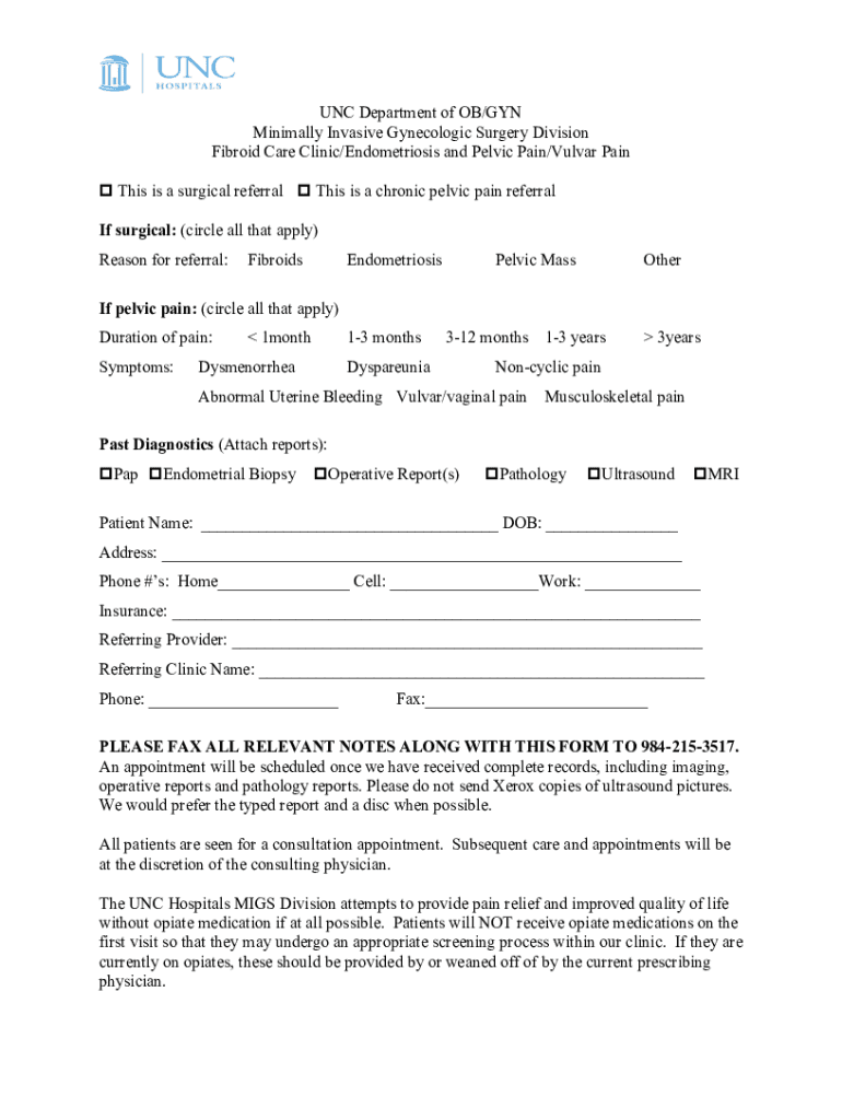 Fillable Online UNC Department of OB/GYN Fax Email Print - pdfFiller