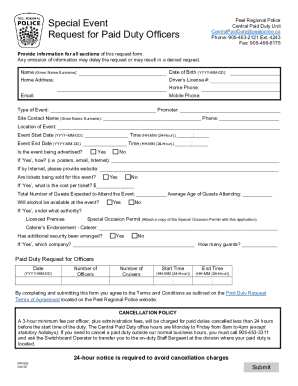 Fillable Online Paid Duty Request Terms of Agreement - Peel Regional ...