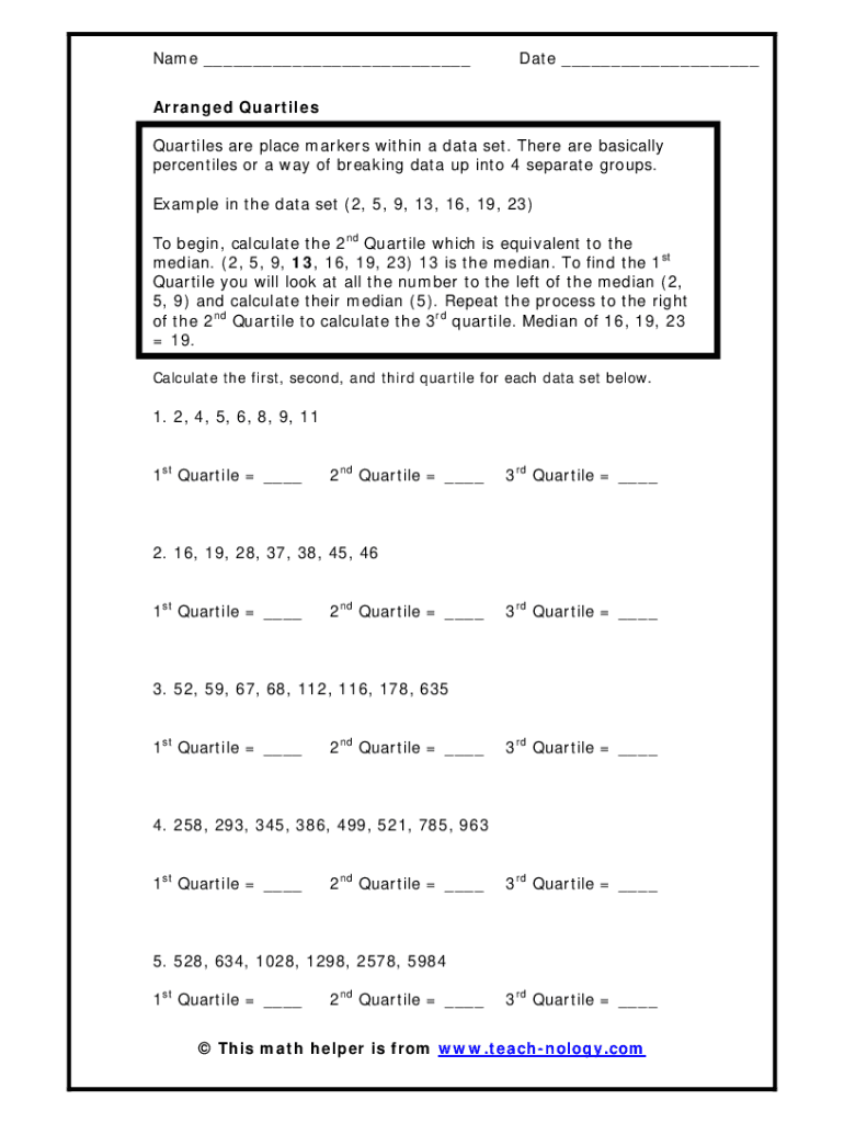 Fillable Online What Is a Quartile? Example and How It Works ...