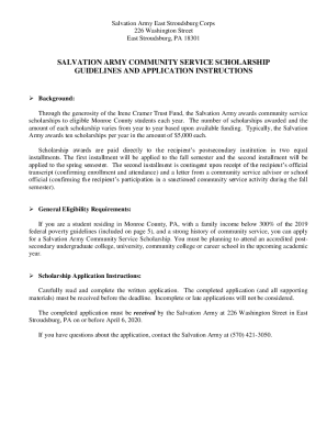 Fillable Online Salvation Army Scholarship Application Fax Email Print ...