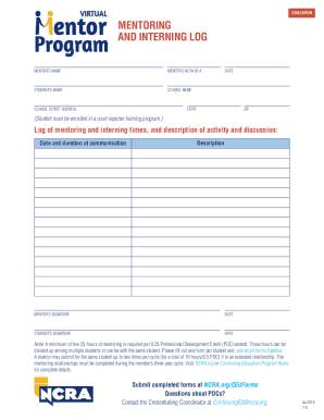 Fillable Online ncra mentoring log.pdf - California Court Reporters ...