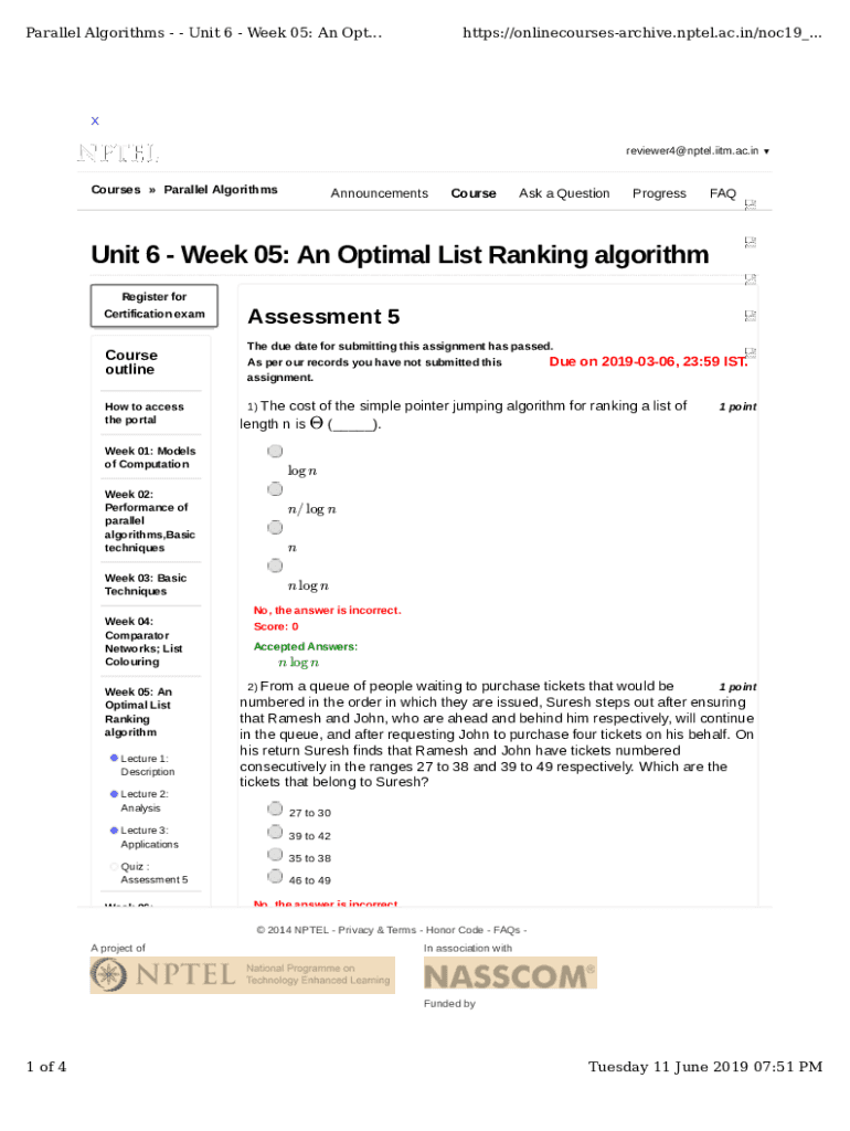 Fillable Online Unit 6 - Week 05: An Optimal List Ranking algorithm Fax Email Print - pdfFiller