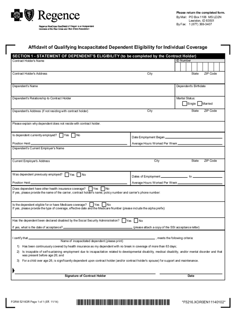 Fillable Online 2020 Regence BlueShield of Idaho Appeal Form - Bynder ...