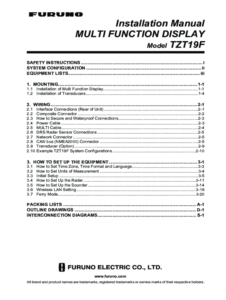 Fillable Online Installation Manual MULTI FUNCTION DISPLAY Fax Email ...