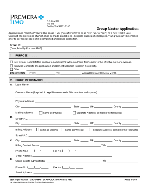 Fillable Online Group Master Application. Group Master Application Fax Email Print - pdfFiller