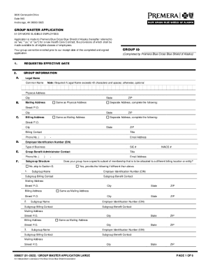 Fillable Online Group Master Application - Premera Blue Cross Fax Email ...