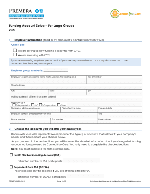 Fillable Online Funding Account Group Setup Form - Premera Blue Cross ...