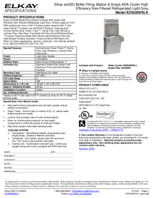 Fillable Online Elkay EZH2O Bottle Filler with No Bubbler Slim Profile Surface ... Fax Email ...
