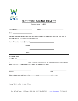 Fillable Online protection against termites form Fax Email Print ...