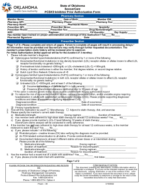 Fillable Online PCSK9 Inhibitor Prior Authorization Form - Oklahoma.gov ...