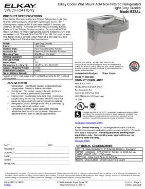 Fillable Online Elkay EZS8L Non-Filtered ADA, 8 GPH, Light Gray Granite ...