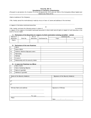 Fillable Online Form no. SH14 Cancellation or Variation of Nomination ... Fax Email Print ...