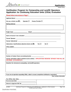 Fillable Online Certification Program for Composting and Landfill ...