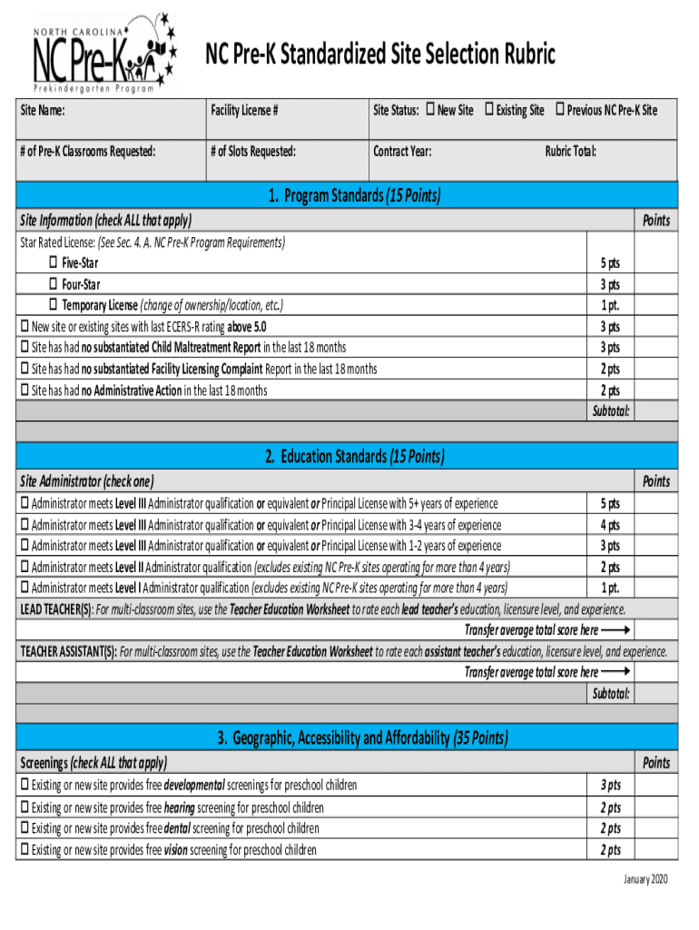 Fillable Online NC Pre-K Site Application - Partnership for Children of ...