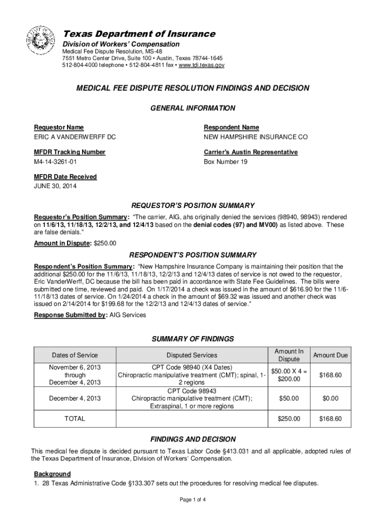 Fillable Online Division of Workers' Compensation Letter - Texas.gov ...