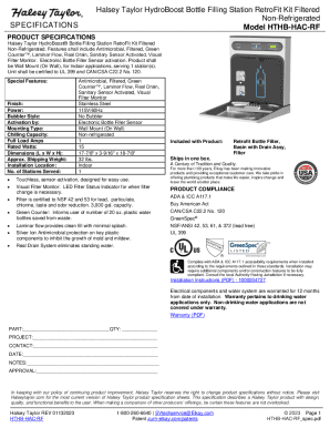 Fillable Online Halsey Taylor HydroBoost Bottle Filling Station RetroFit Kit ... Fax Email Print ...