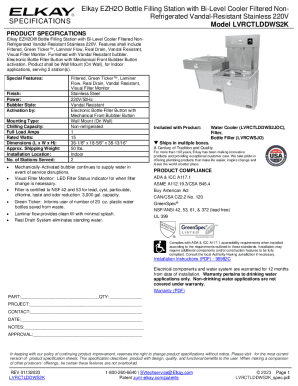 Fillable Online Elkay EZH2O Bottle Filling Station with Bi-Level Cooler Filtered NonRefrigerated ...