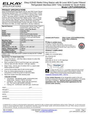 Fillable Online Elkay EZH2O Bottle Filling Station with Bi-Level ADA Cooler Filtered Fax Email ...