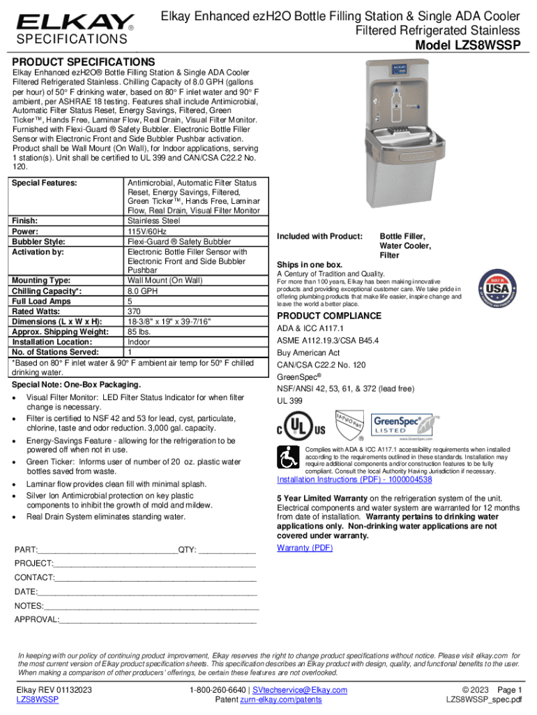 Fillable Online Objetos BIM - Download gratuito! Elkay Enhanced ezH2O Bottle ... Fax Email Print ...