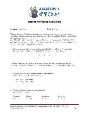 Fillable Online WORKSHOP FEEDBACK FORM Fax Email Print - pdfFiller