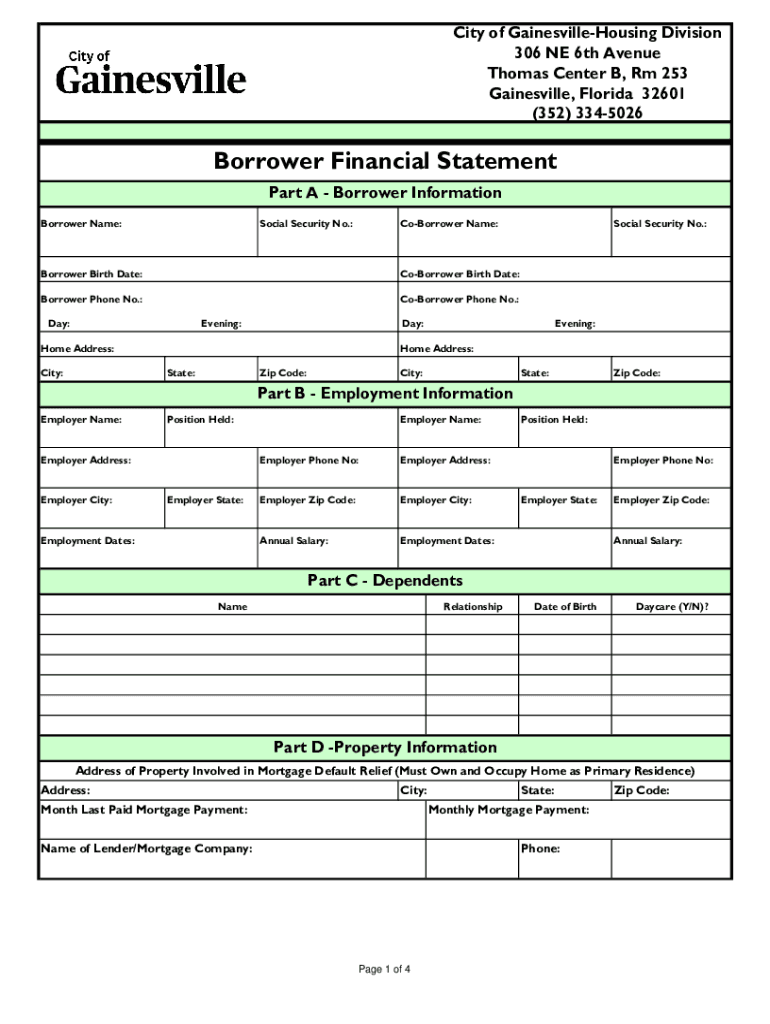 Fillable Online Borrower Financial Statement Fax Email Print - pdfFiller