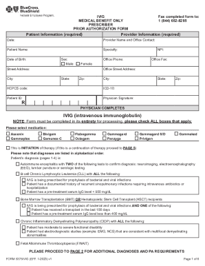 Fillable Online IVIG Medical Benefit Only Prescriber Prior ...