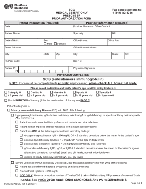 Fillable Online SCIG (subcutaneous immunoglobulin) R - Bynder Fax Email ...