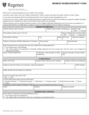 Fillable Online MEMBER REIMBURSEMENT FORM - Bynder Fax Email Print ...