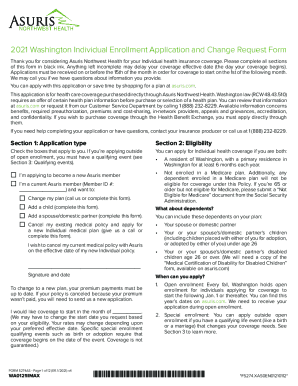Fillable Online 2021 Asuris Northwest Health Individual Enrollment ...