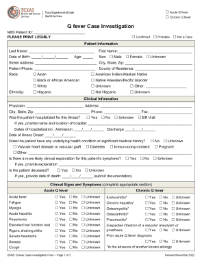 Fillable Online Q Fever Case Investigation Form Fax Email Print - pdfFiller