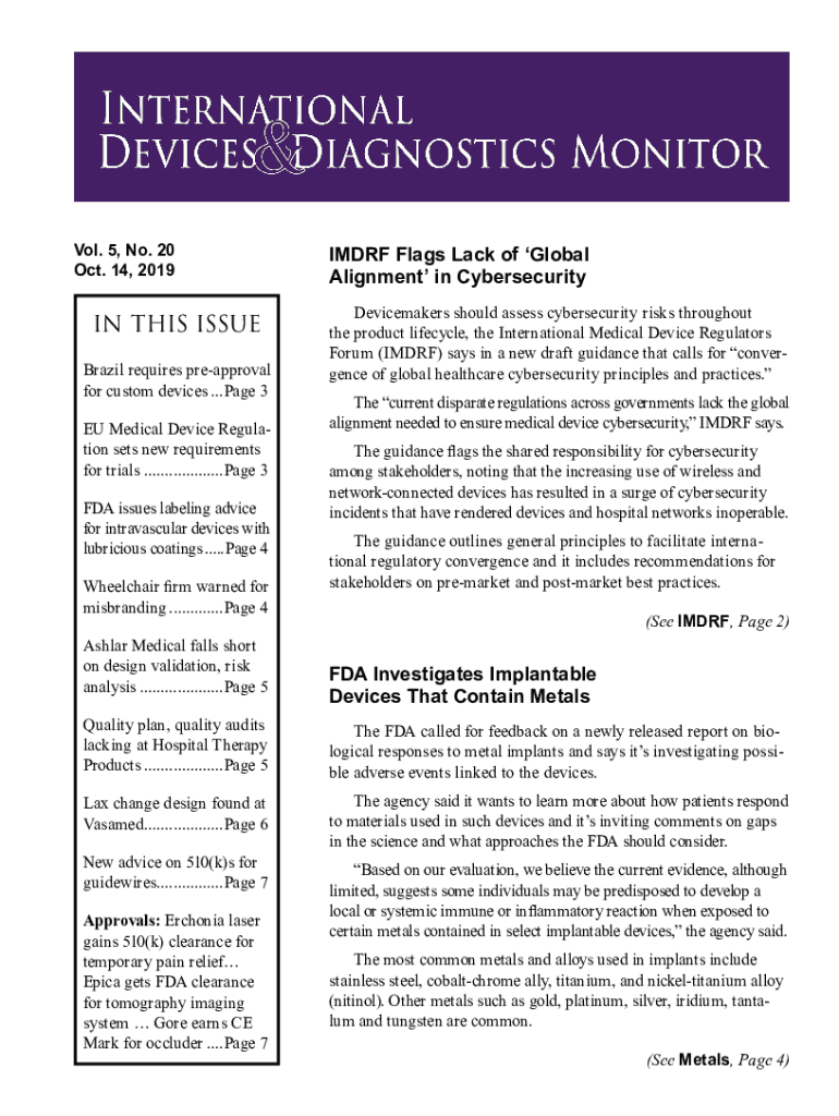 Fillable Online Update on EMA implementation of the new medical devices ...